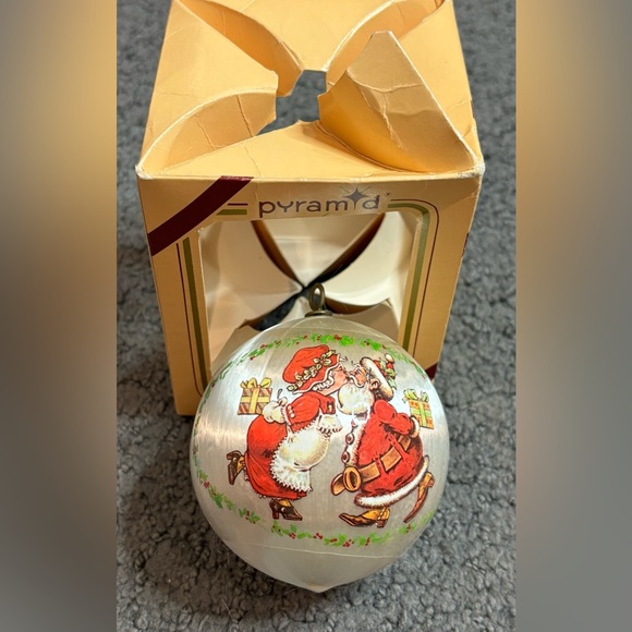 pyramid | Holiday | Vintage Pyramid White Red Satin Sheen Ornament ...